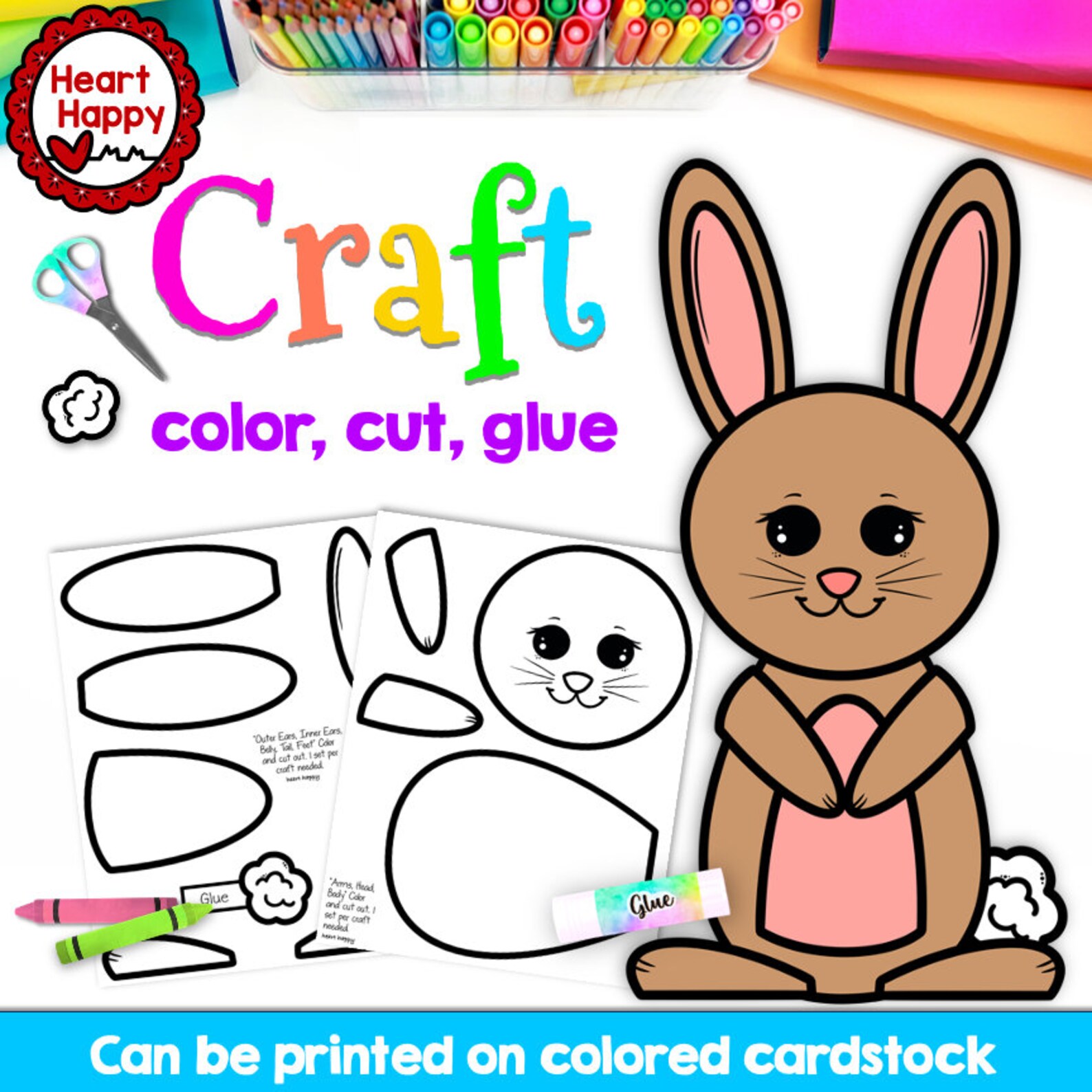 Bunny Rabbit Craft, Kids Printable Craft Template, Spring, Letter R ...