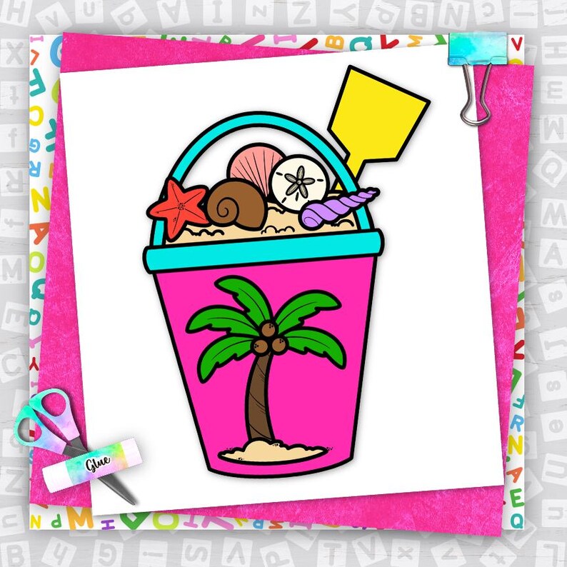 Beach Bucket Craft, Kids Printable Craft Template, Summer, Homeschool ...