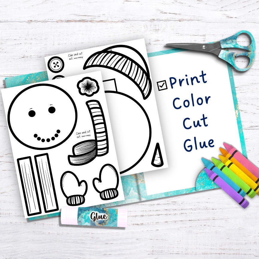Snowman Kids Printable Craft Template, Winter Craft, Paper Crafts ...