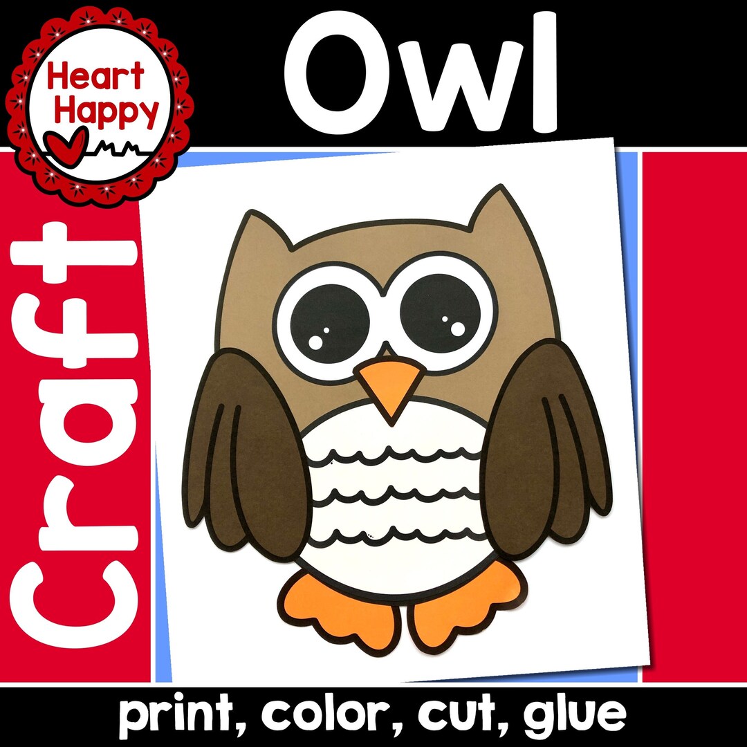 Printable Kids Owl Craft Template Forest Animals Woodland - Etsy