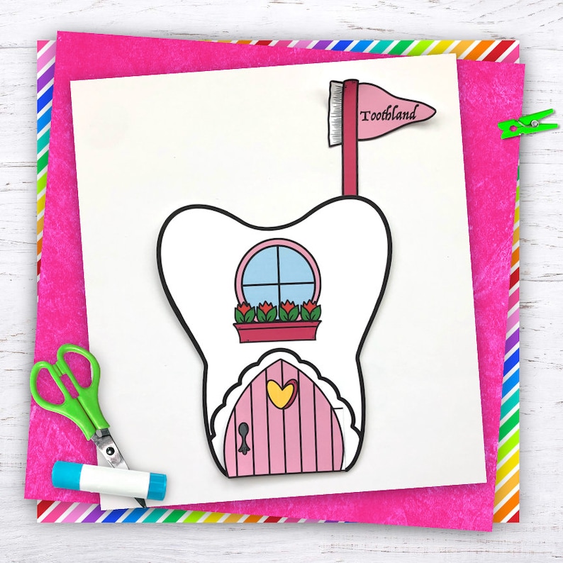Tooth Craft, Kids Printable Craft Template, Dental Hygiene Month, Tooth ...