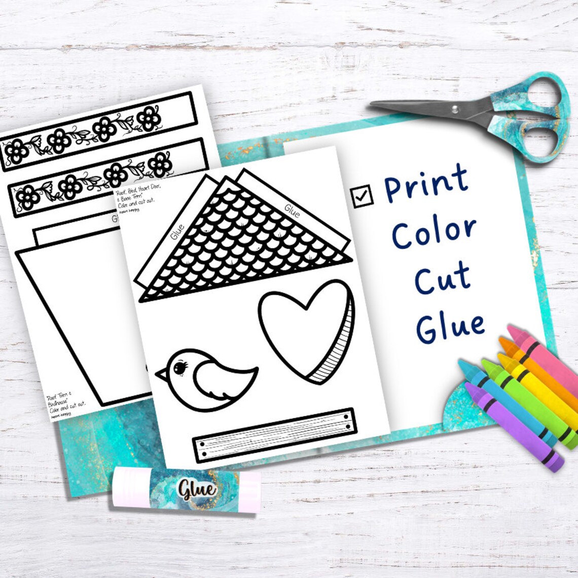 Printable Kids Birdhouse Craft Template, Garden Craft, Spring Craft ...
