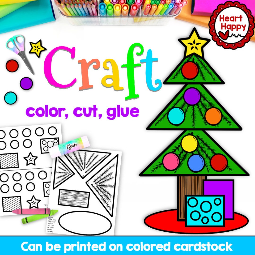 Christmas Tree Craft, Kids Printable Craft Template, Holiday Craft ...
