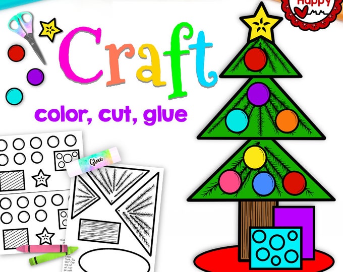 Christmas Tree Craft Template: Cut and Glue Activity (PDF) - Etsy Canada