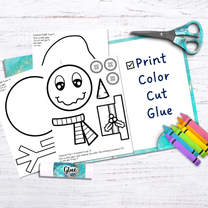 Snowman Kids Printable Craft Template, Winter Craft, Paper Crafts ...