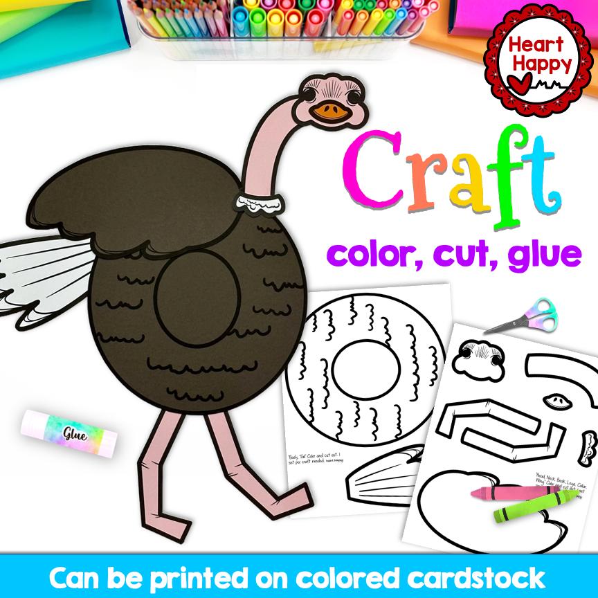 Letter O Ostrich Craft, Printable Kids Craft Template, Alphabet Craft ...