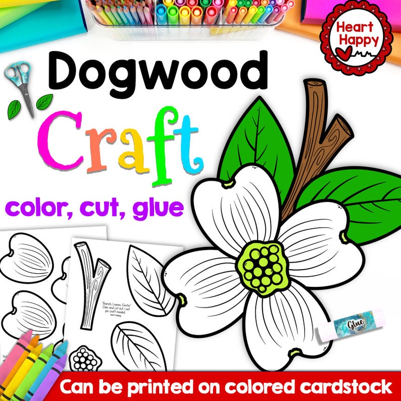 State Symbols Dogwood Tree Craft, Printable Kids Template, Spring ...