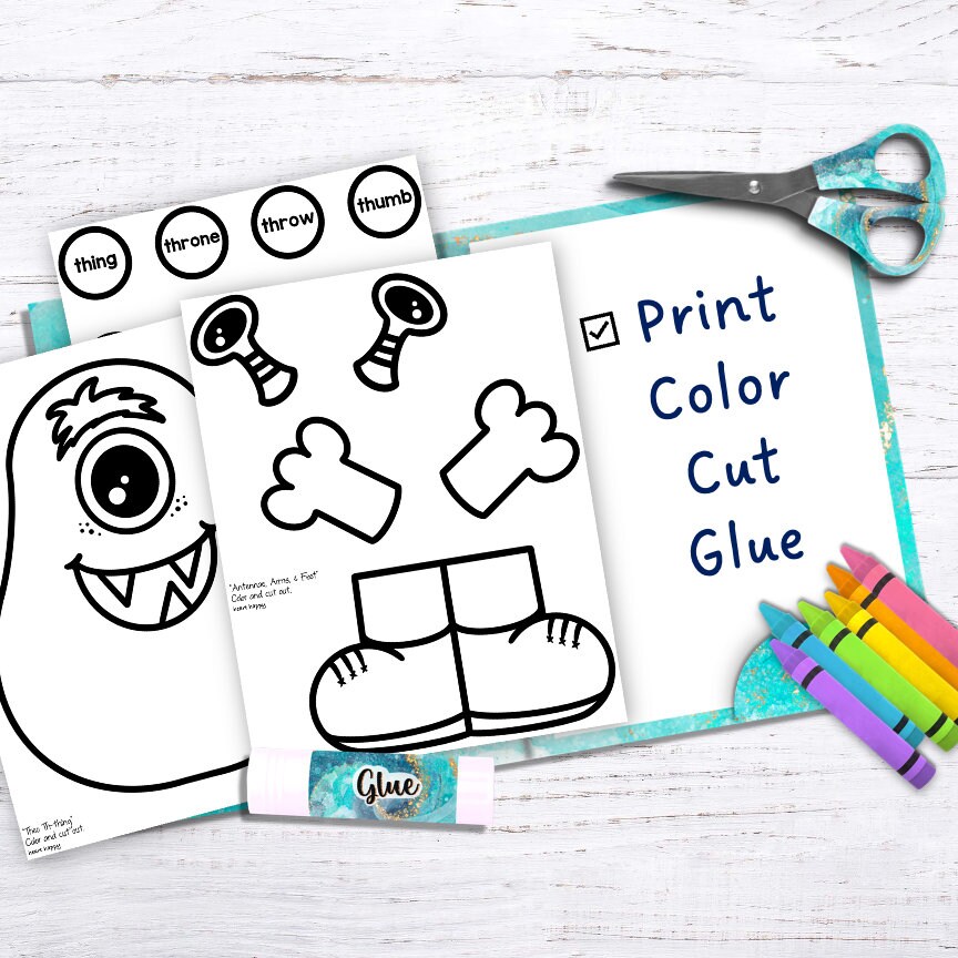 TH Digraph Craft, Kids Printable Craft Template, Theo Thing Craft ...