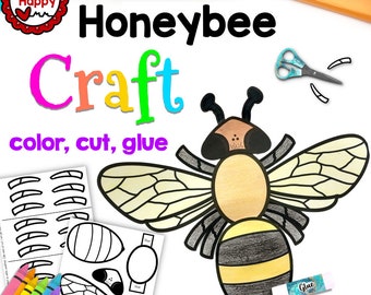Printable Kids Bee Craft Template, Bug Craft, Insect Craft, Spring ...