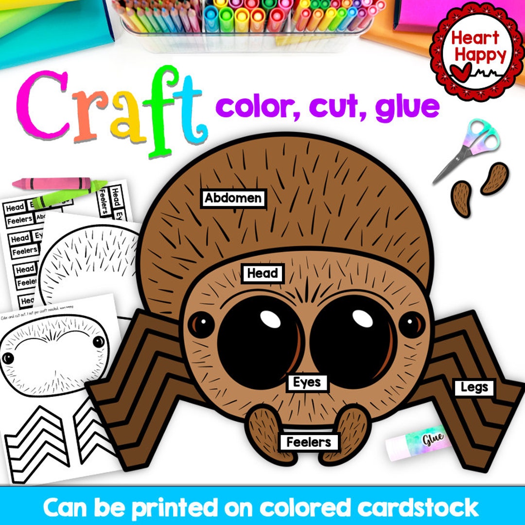 Spider Labeling Craft, Kids Printable Craft Template, Fall Craft ...