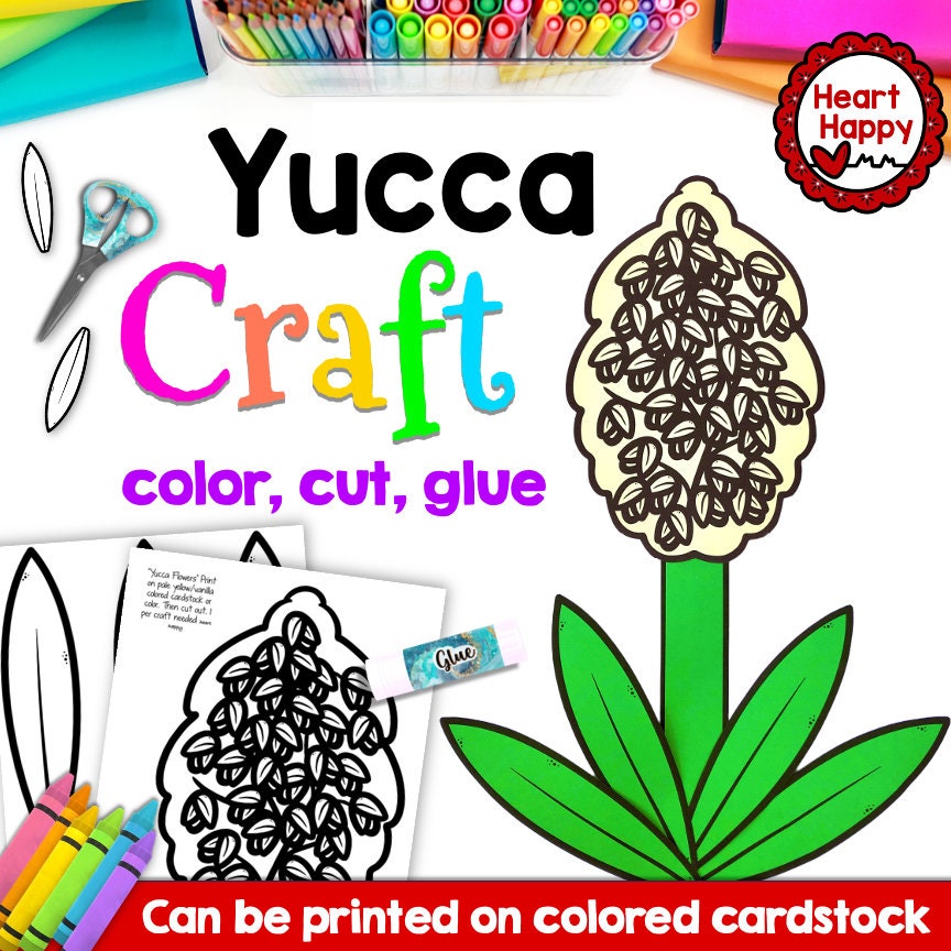 Yucca Craft, Kids Printable Craft Template, Flower Craft, State Symbols ...