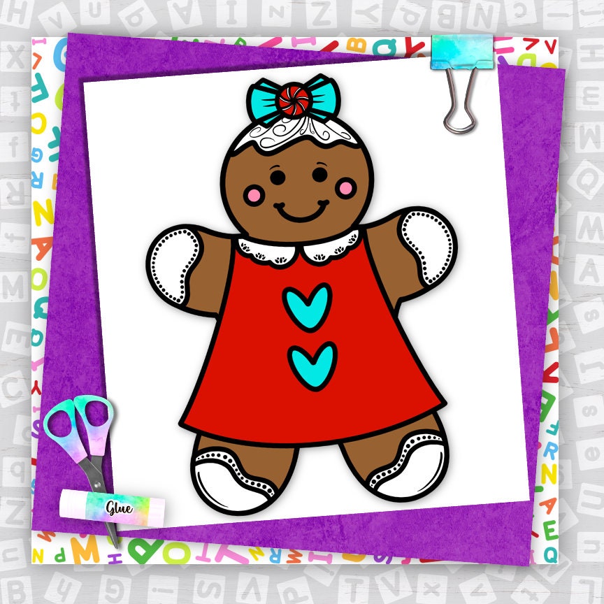 Gingerbread Craft, Kids Printable Craft Template, Winter Craft, Fall ...