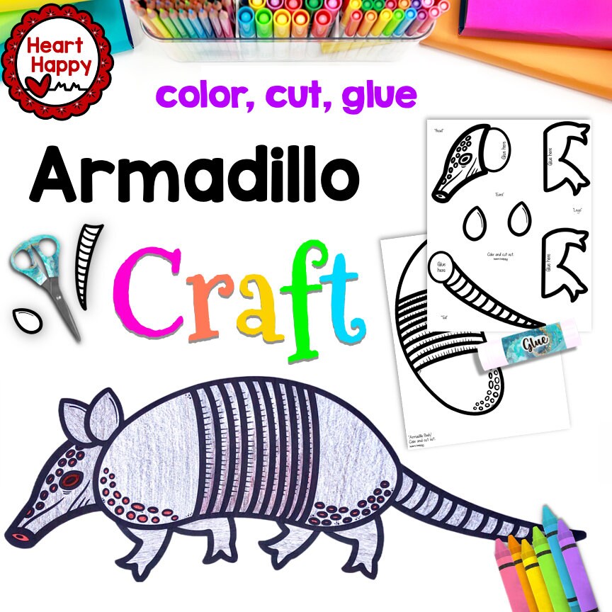 Armadillo Craft, Kids Printable Craft Template, Animal Craft, Texas ...