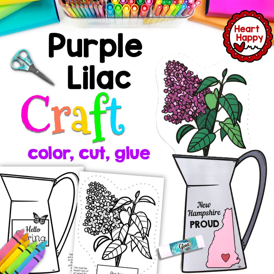 Purple Lilac Craft, Kids Printable Craft Template, Flower Craft, Spring ...