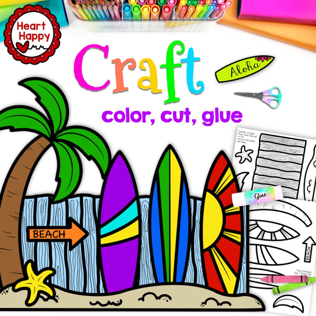 Beach Craft, Kids Printable Craft Template, Summer Craft, End of Year ...