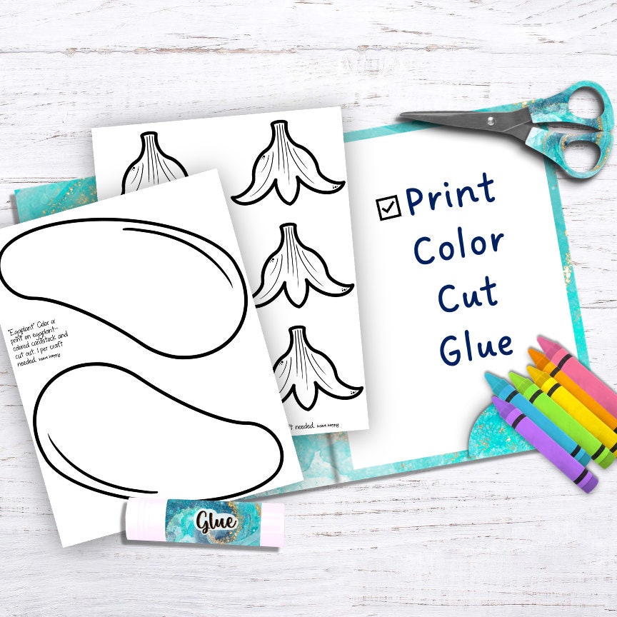 Eggplant Craft, Kids Printable Craft Template, Vegetable Craft ...