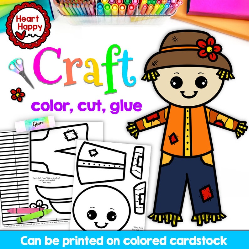 Fall Scarecrow Kids Printable Craft Template, Fall/autumn Craft ...