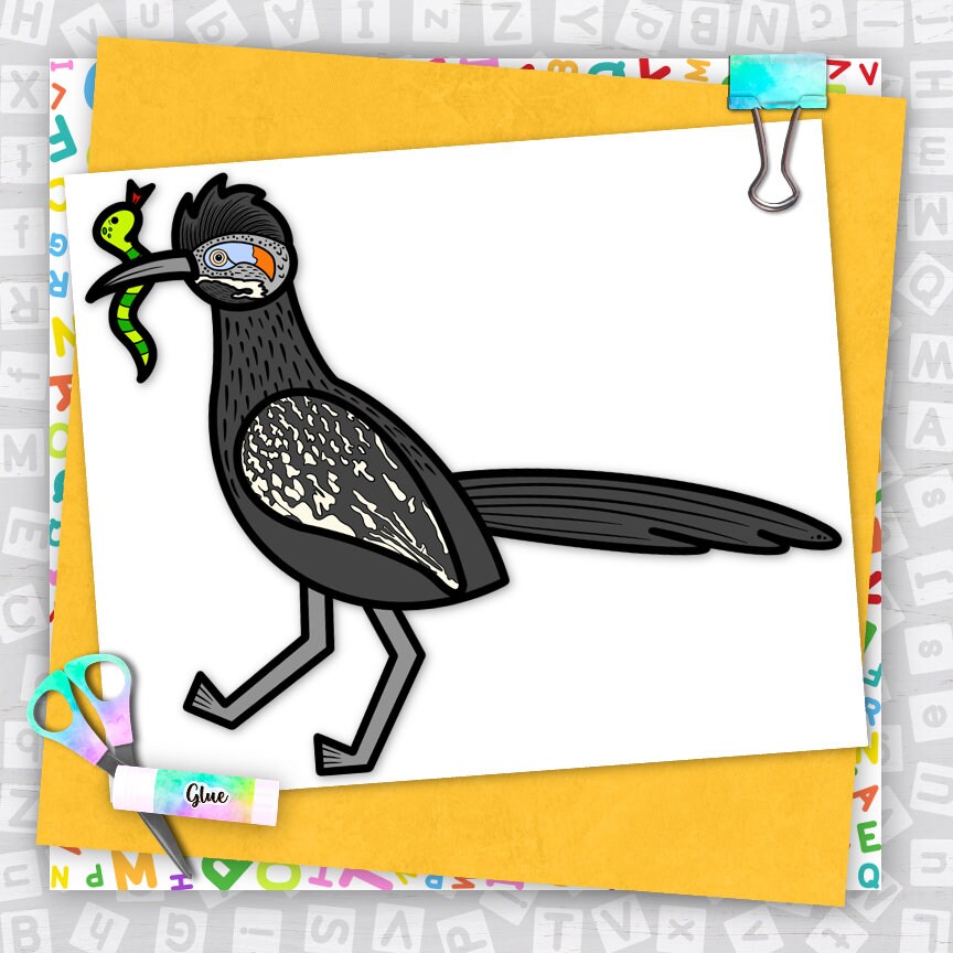 Roadrunner Craft, Kids Printable Craft Template, Desert Craft, Birds ...