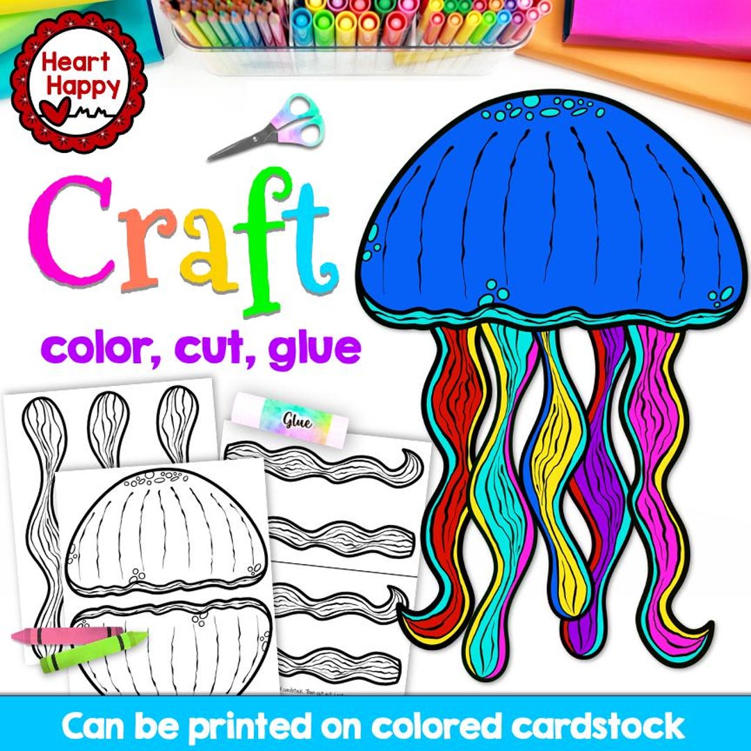 Jellyfish Craft, Kids Printable Craft Template, Ocean Animals, Letter J ...