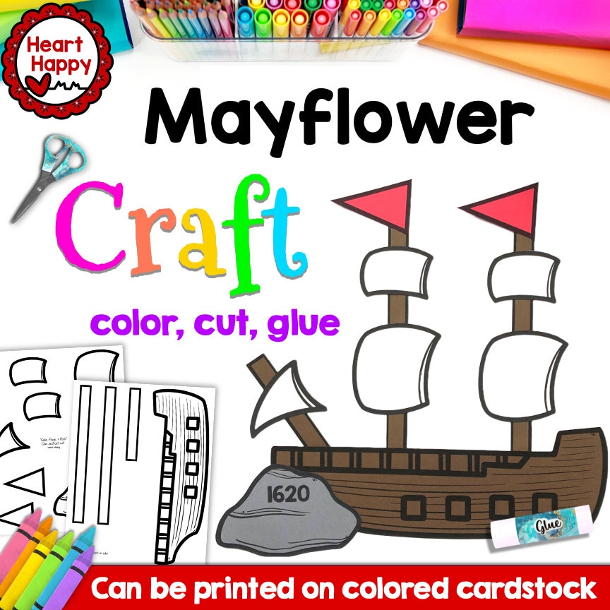 Mayflower Kids Printable Craft Template, Kids Fall/autumn Craft ...