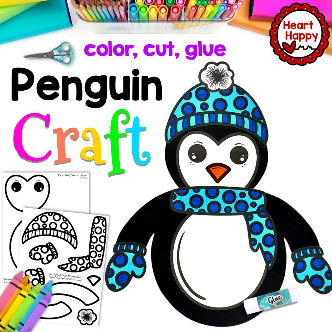 Penguin Kids Printable Craft Template, Winter Craft, Paper Crafts ...
