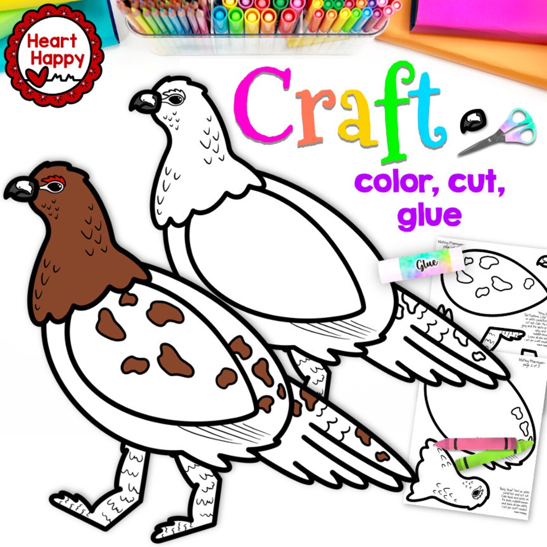 Willow Ptarmigan Bird Craft, Kids Printable Craft Template, Alaska ...