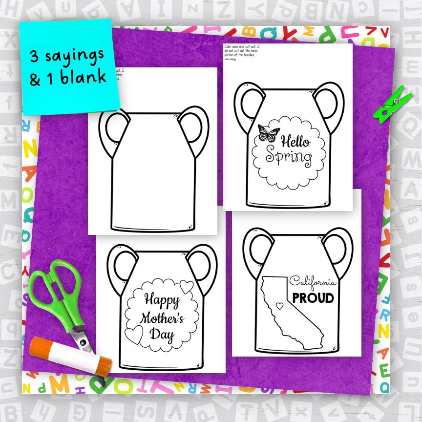 Poppy Craft, Kids Printable Craft Template, California Craft, Mother's ...