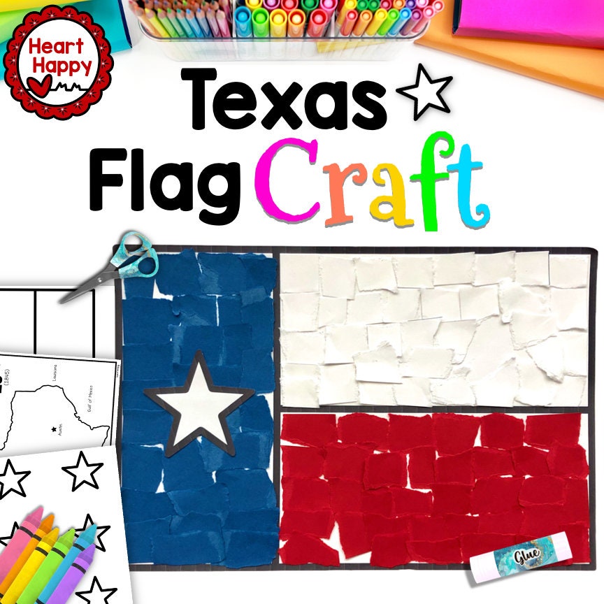 Texas Flag Craft, Kids Printable Craft Template, Texas State Symbols ...
