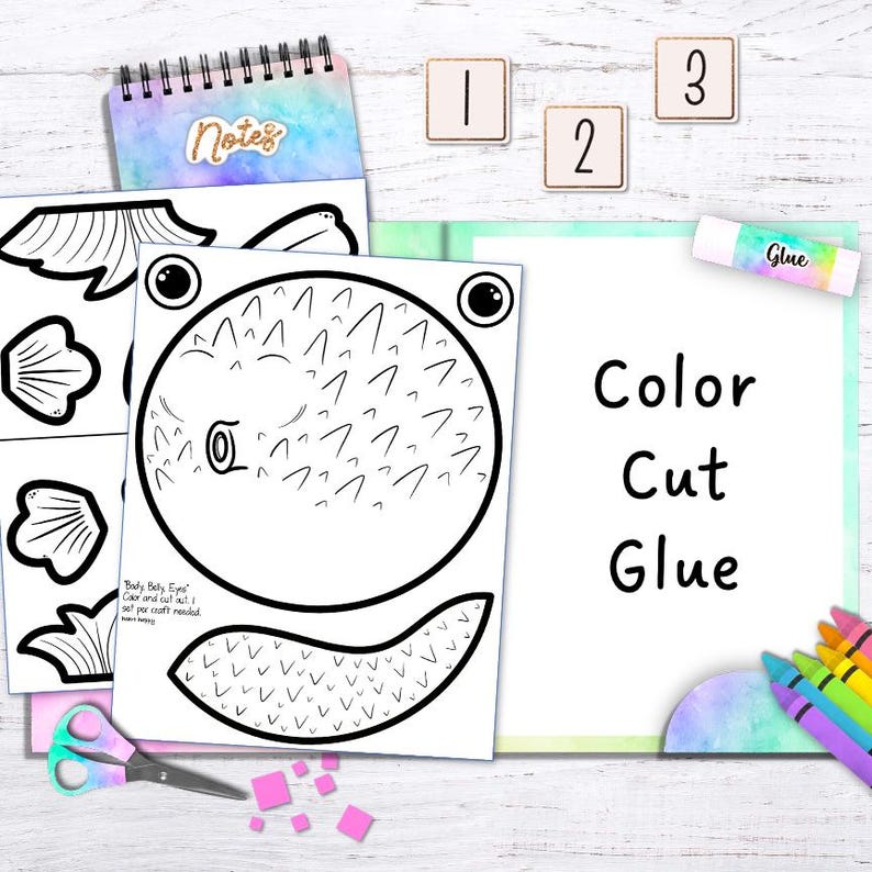 Pufferfish Craft, Kids Printable Craft Template, Ocean Animals, Summer ...
