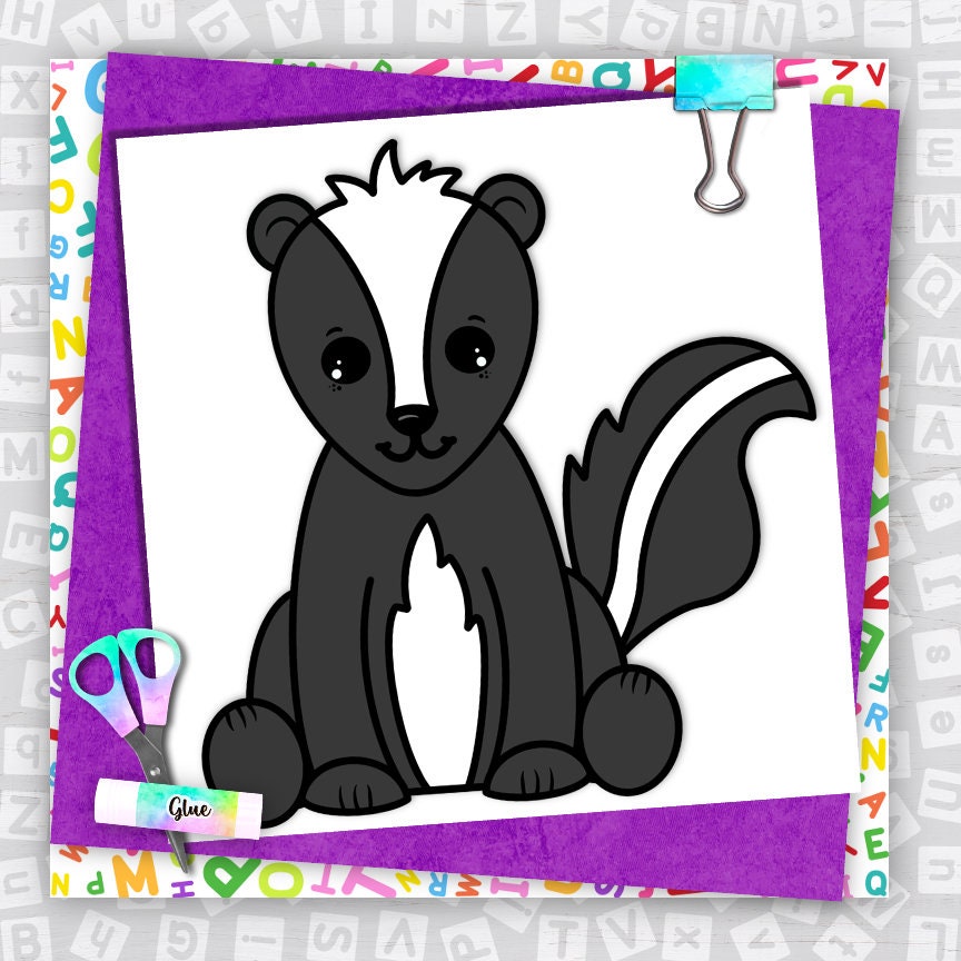 Skunk Craft, Printable Kids Craft Template, Forest Animals, Woodland ...