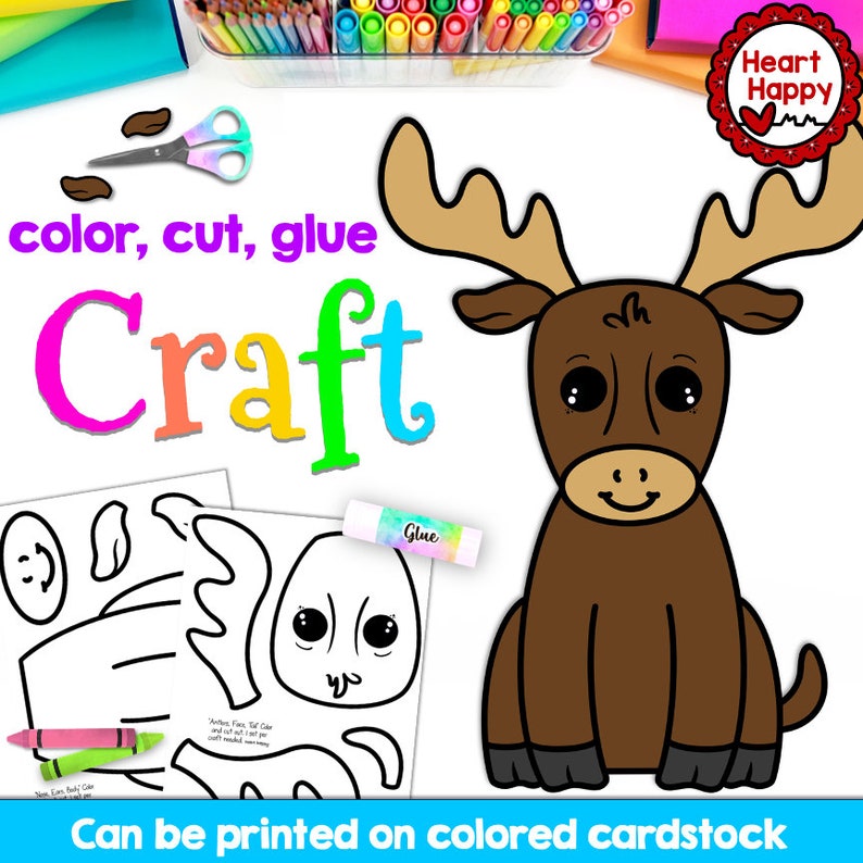 Moose Craft, Printable Kids Craft Template, Forest Animals, Woodland ...