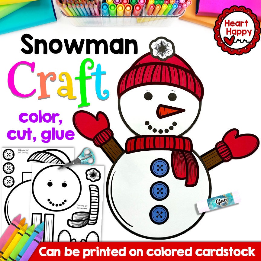 Snowman Kids Printable Craft Template, Winter Craft, Paper Crafts ...