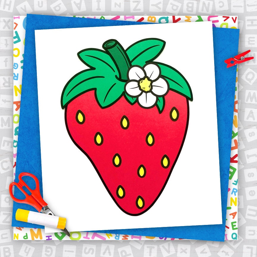 Strawberry Craft, Kids Printable Craft Template, Fruit Craft, Nutrition ...