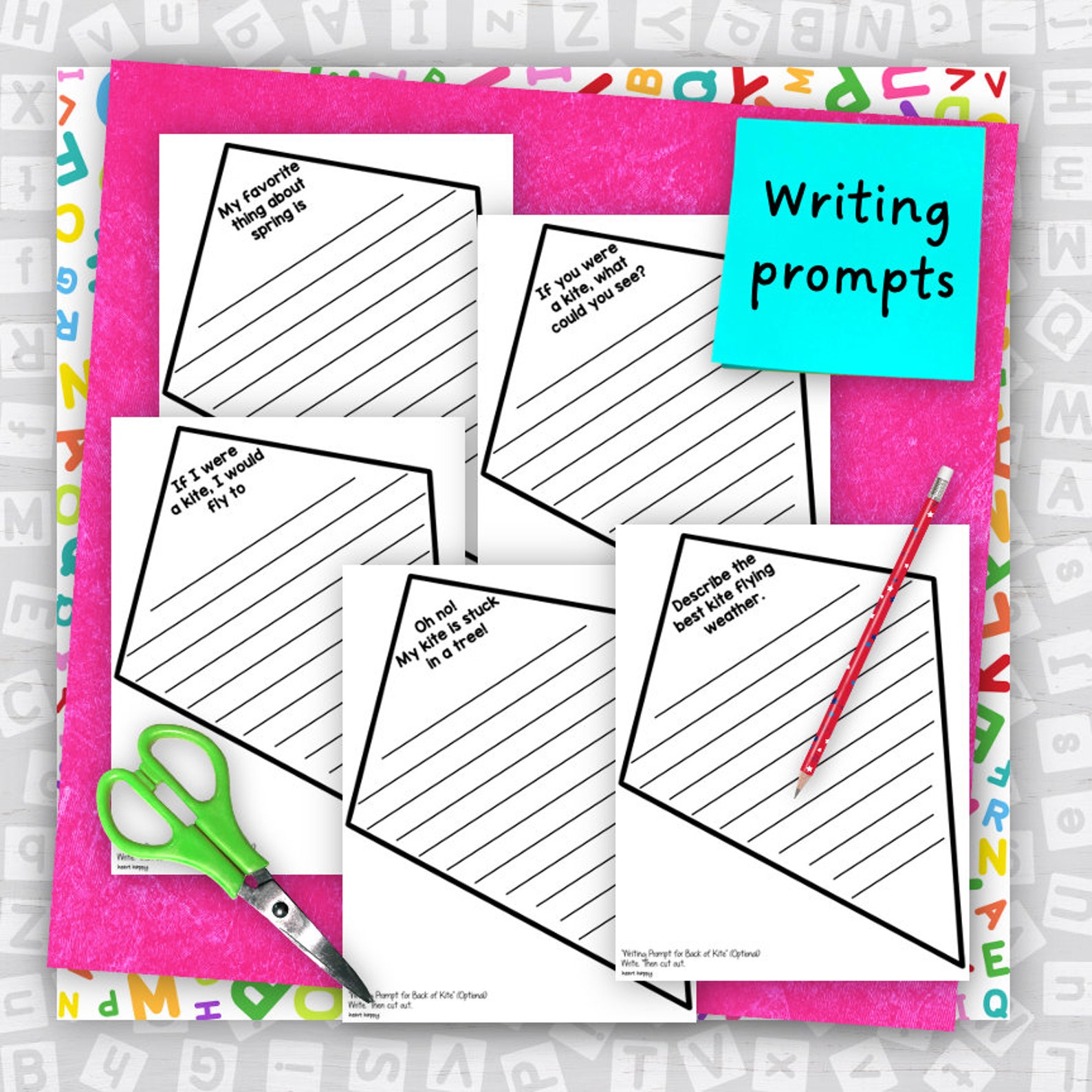 Spring Kite Kids Printable Craft Template, Creative Writing, Paper ...