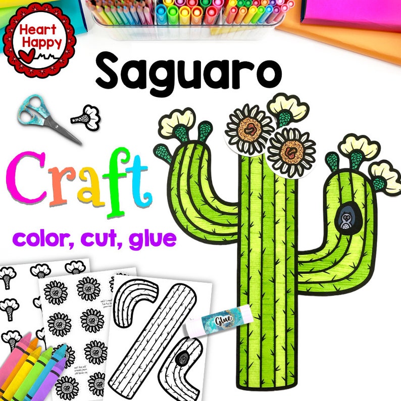 Cactus Craft, Printable Kids Template, Desert Craft, Summer, Homeschool ...