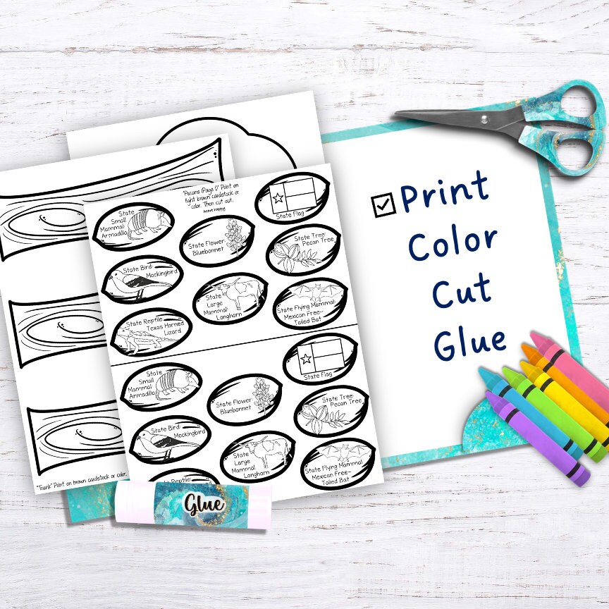 Texas State Symbols, Pecan Tree, Kids Printable Craft Template ...
