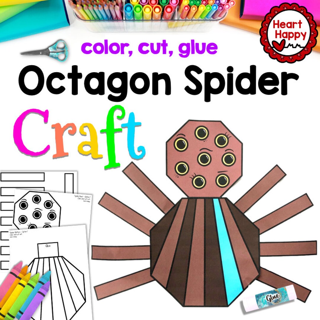Spider Craft, Kids Printable Craft Template, Shape Craft, Octagon ...