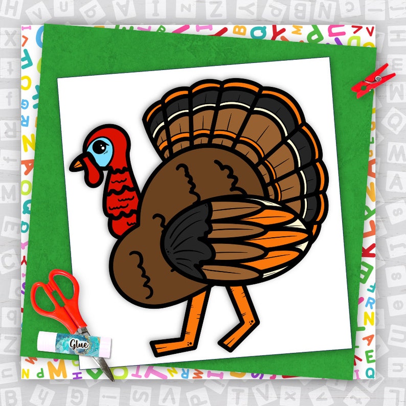 Turkey Printable Kids Craft Template, Thanksgiving, Letter T, Fall ...