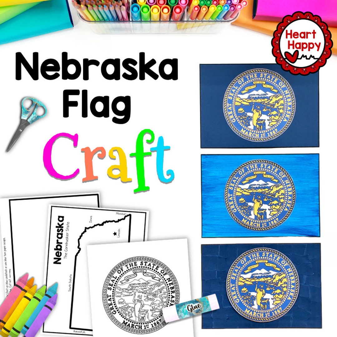 Nebraska Flag Craft, Kids Printable Craft Template, Nebraska State ...