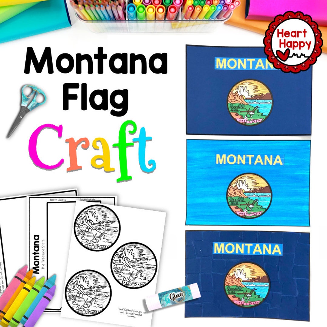 Montana Flag Craft, Kids Printable Craft Template, Montana State ...