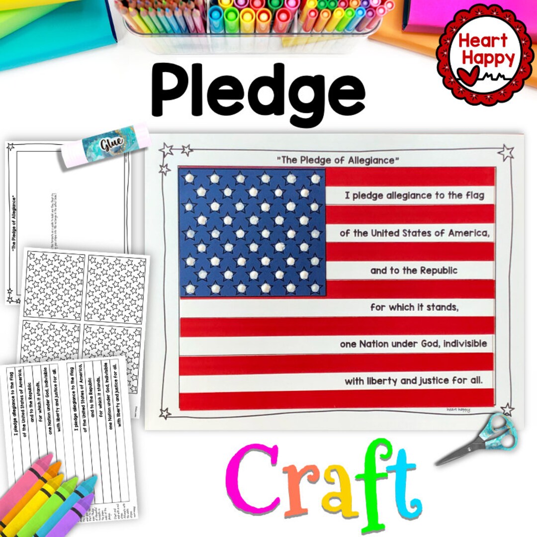 American Flag Craft, Kids Printable Craft Template, Pledge of ...