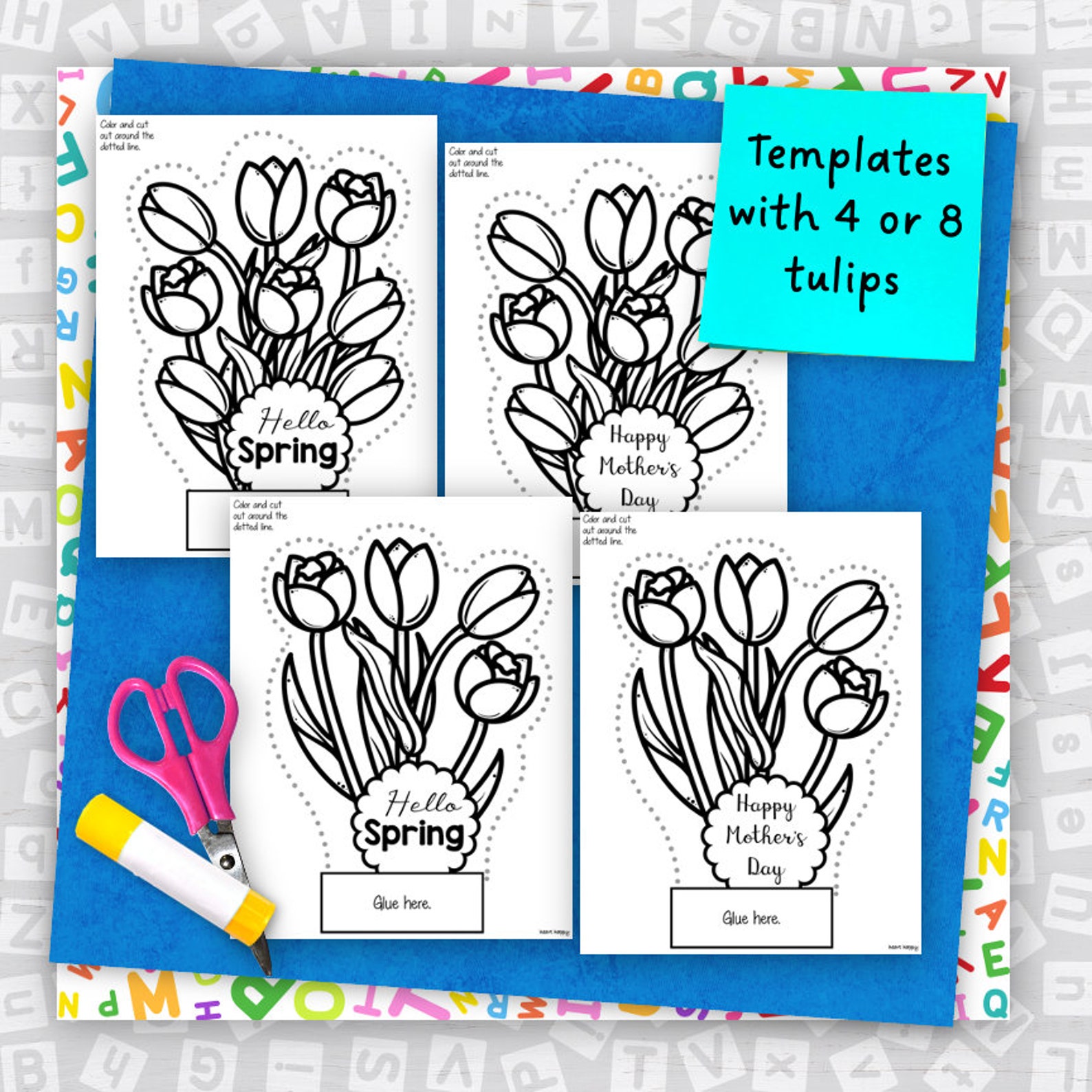 Printable Kids Tulips in Rain Boots Craft Template, Garden Craft ...