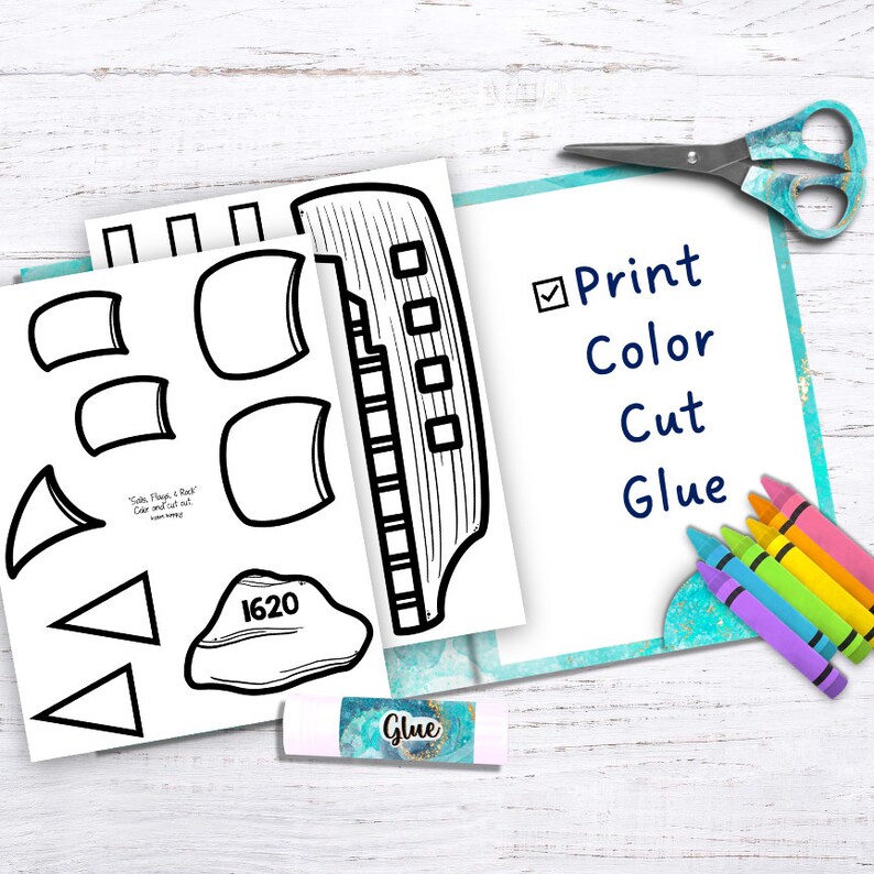 Mayflower Kids Printable Craft Template, Kids Fall/autumn Craft ...
