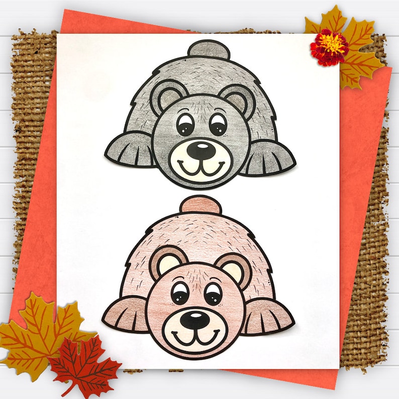 Printable Kids Bear Craft Template Forest Animals Woodland - Etsy