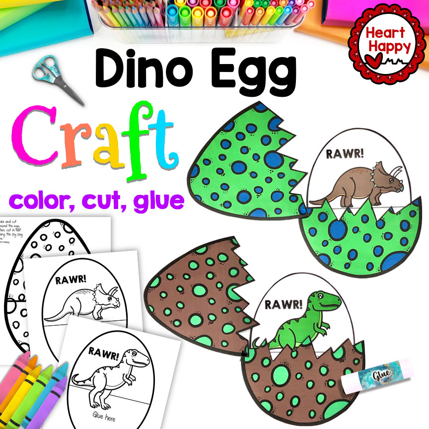 Dinosaur Egg, Kids Printable Craft Template, Easter Craft, Homeschool ...