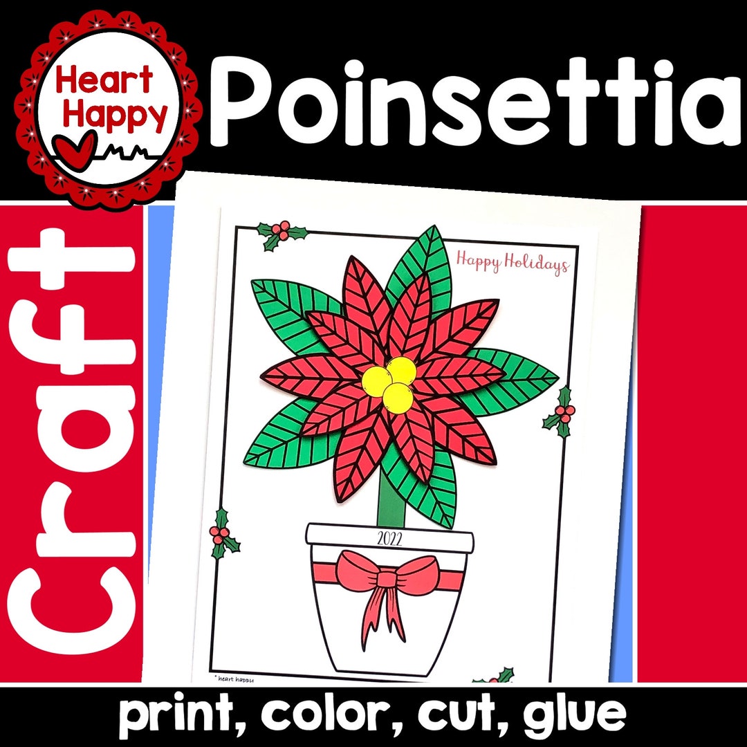 Poinsettia Kids Printable Craft Template Winter Craft - Etsy
