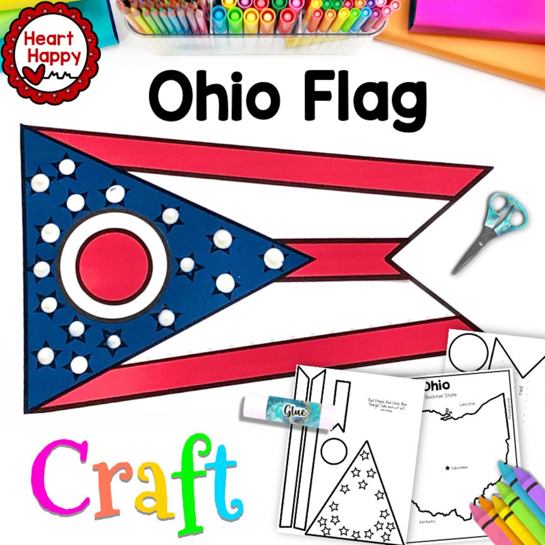 Ohio Flag Craft, Kids Printable Craft Template, Ohio State Symbols, 50 ...