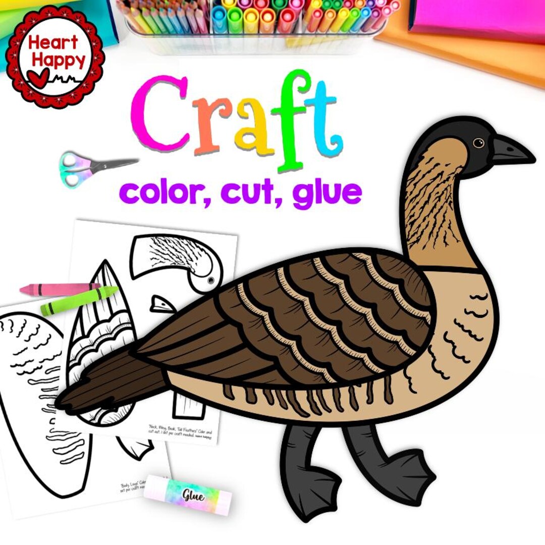 Hawaii State Symbols Craft, Kids Printable Craft Template, Nene Craft ...