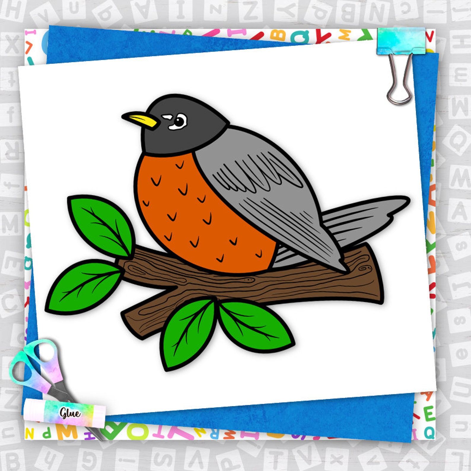Robin Bird Craft, Kids Printable Craft Template, State Symbols, Spring ...