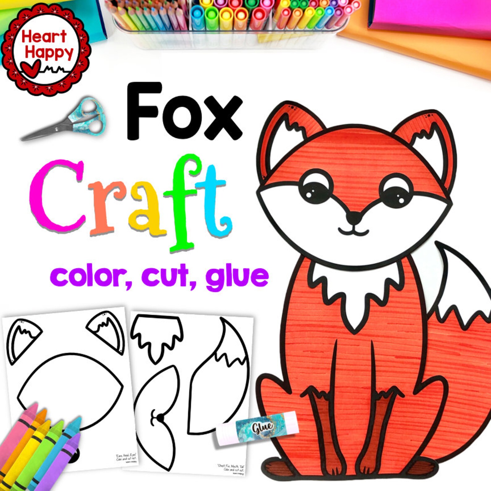 Printable Kids Fox Craft Template, Forest Animals, Woodland Animals ...